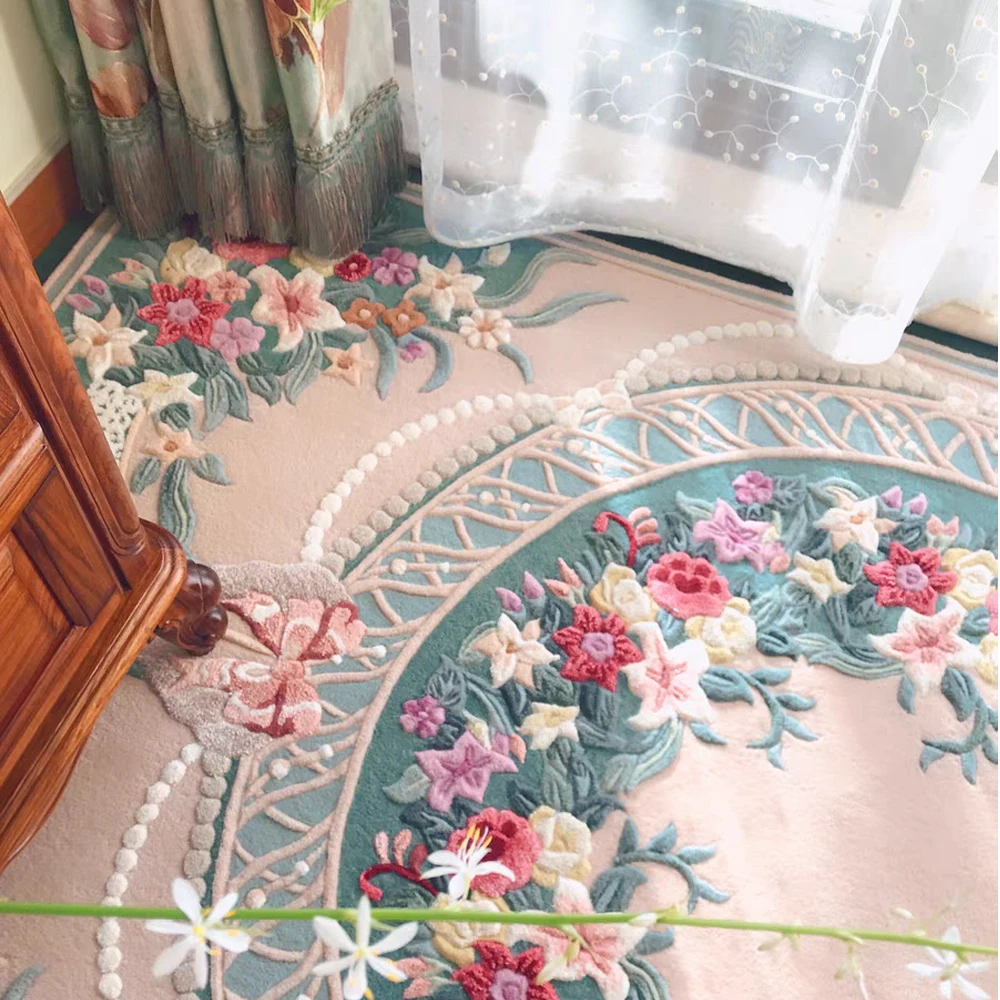 Customized Design Floral Pattern Home Use Hand Made Carpet Hand Carved ...