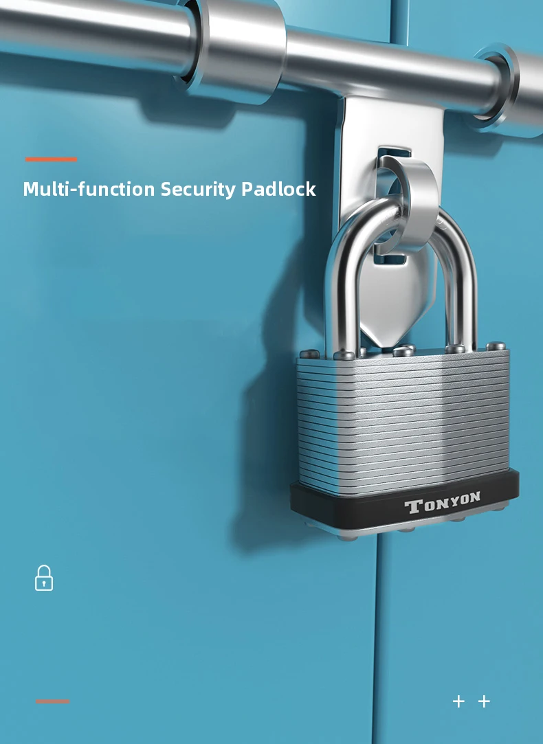 Tonyon Security Padlock Hardened Steel Shackle Keys Laminated Padlock ...