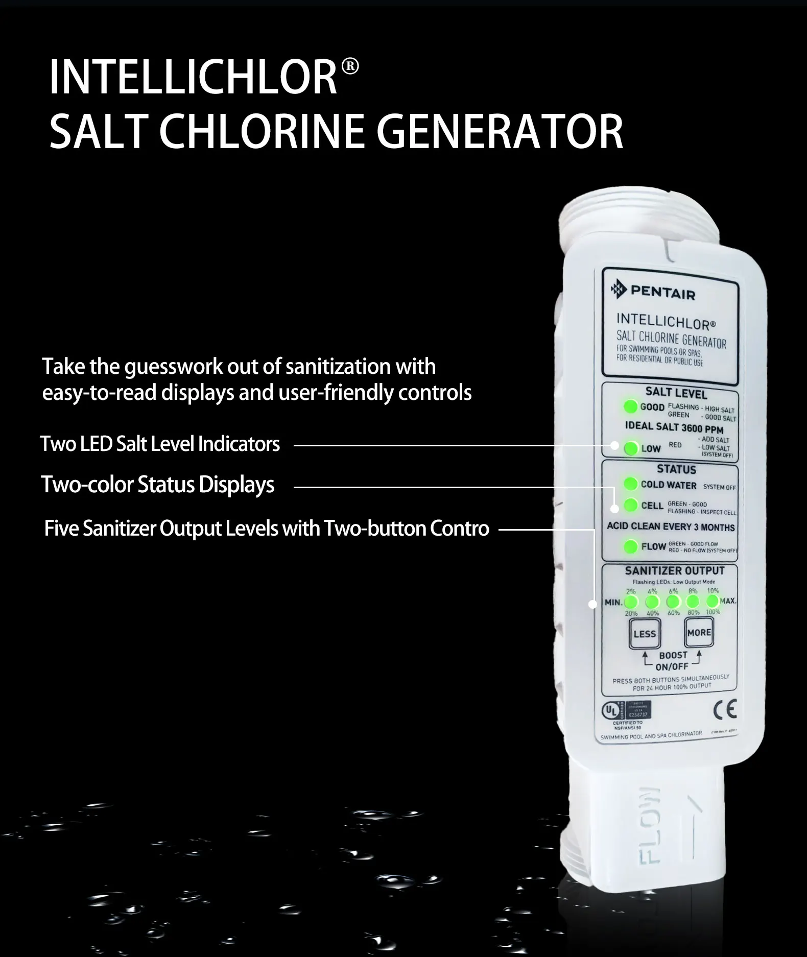 Pool Salt Chlorine Generator System for 40,000 Gallon Pool