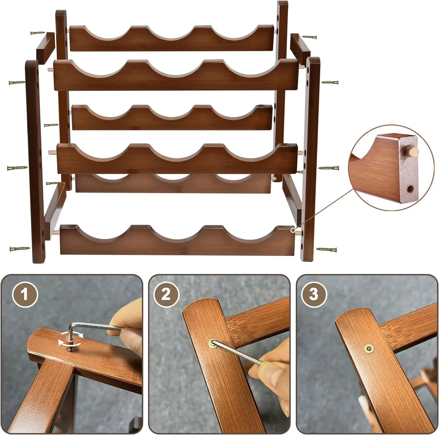 Vevor 72 Bottle Stackable Modular Wine Rack,8-layer Solid Wood Storage ...