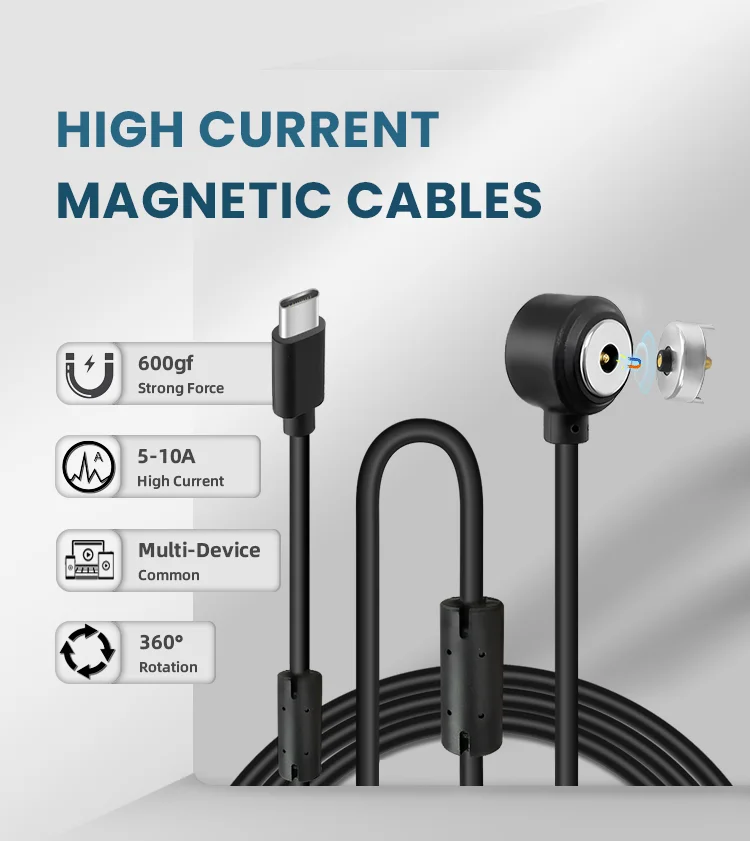 Magnetic Cable - 2pin 90 Degrees Male Female 12V 5A