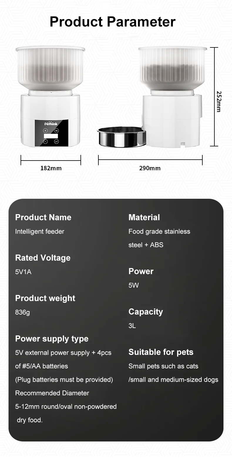 Pet 3l Smart Cat Feeder Wifi Mobile Phone App Remote Control Dog Food ...