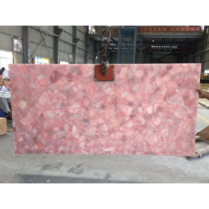 Shihui Natural Rose Quartz Pink Crystal Gemstone Slab Polished Backlit ...
