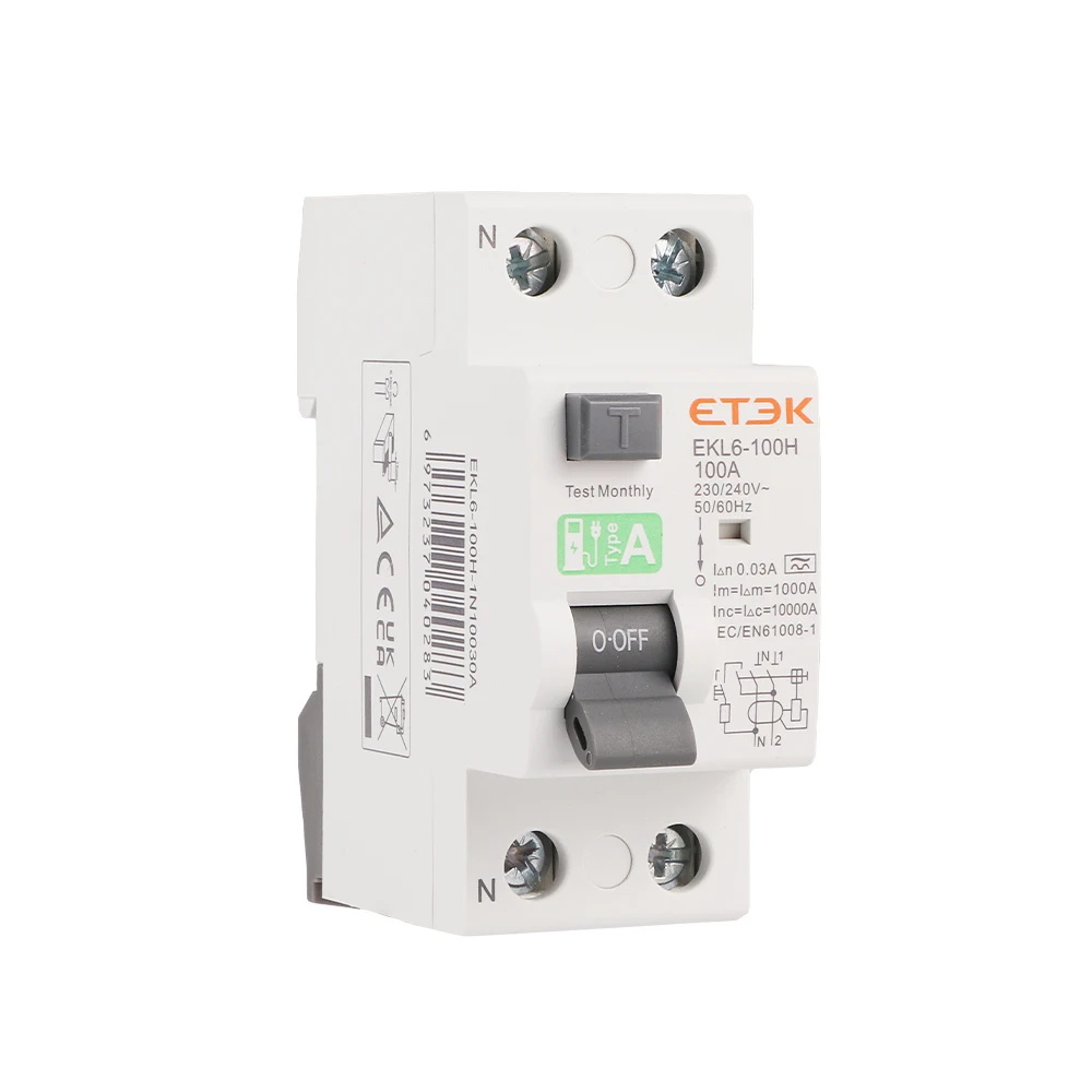 Etek Rccb Breaker 2p(1p+n)a Type Rccb 30ma A Type 16-100a Low Voltage ...