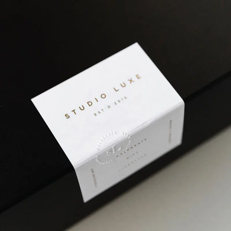 White Custom Embossed Labels Cardboard Box Stickers Luxury Textured ...