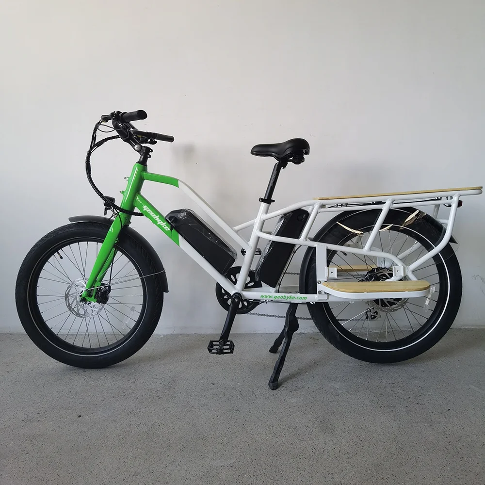 Dual battery cargo bike 500w delivery electric cargo bike with caboose ...