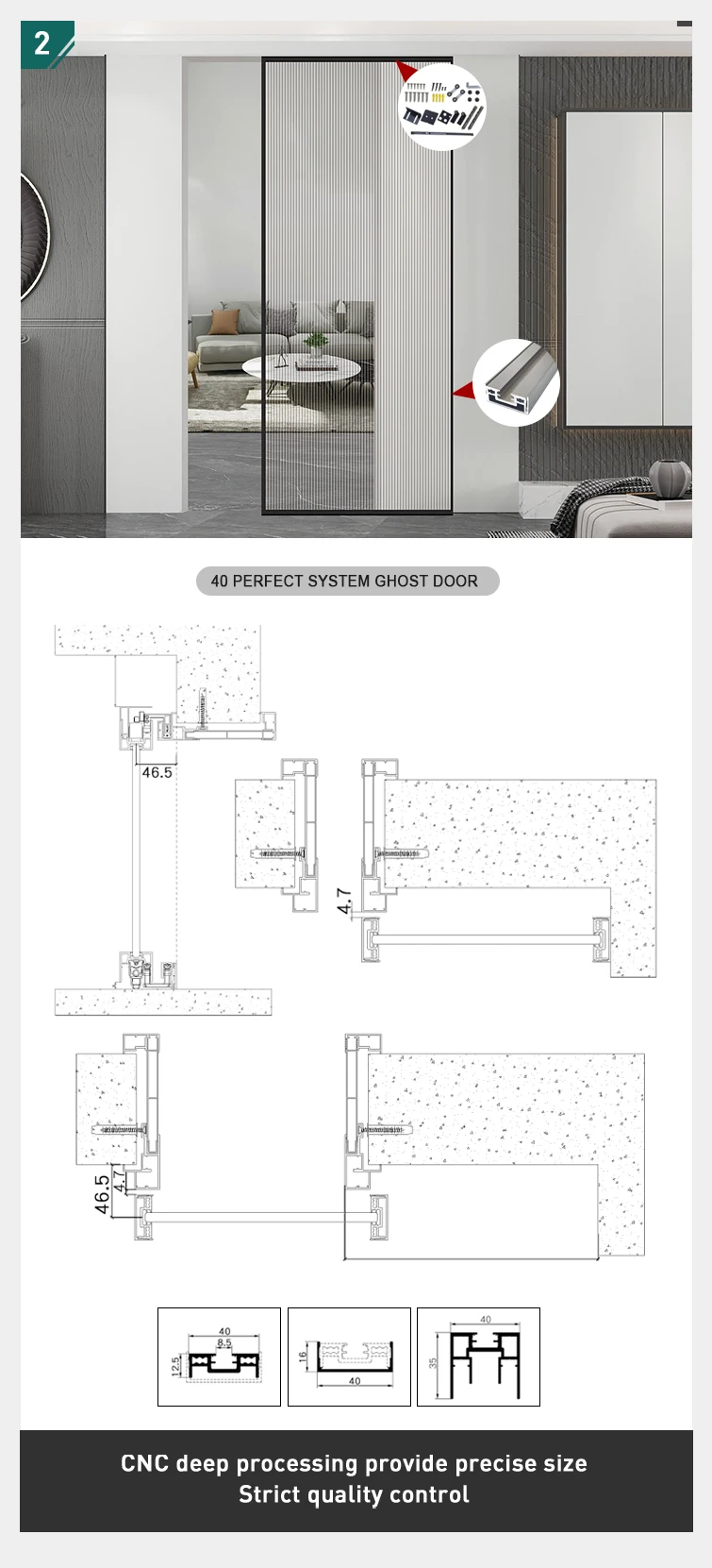 Aluminum Ghost Gate with Roller Kit - Invisible Sliding Door