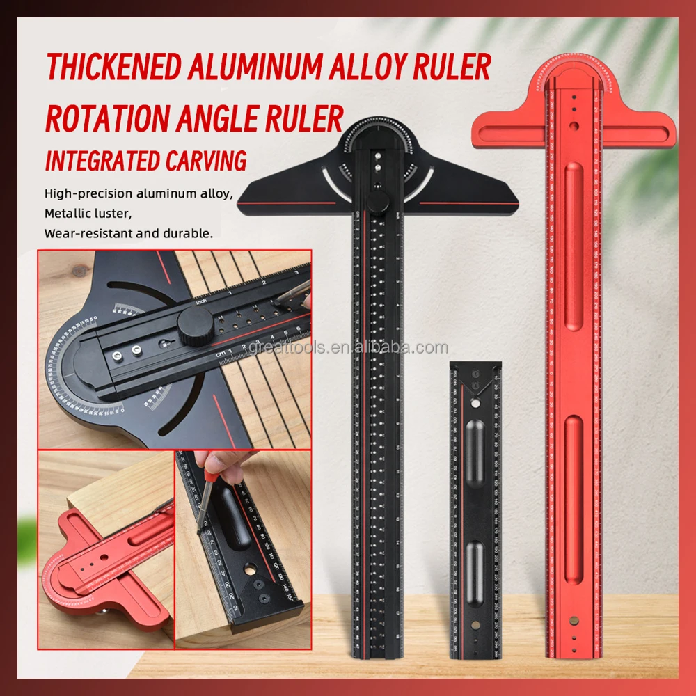 Aluminum Alloy T - Shape Square Ruler Edge Ruler Carpenter Mark Ruler ...