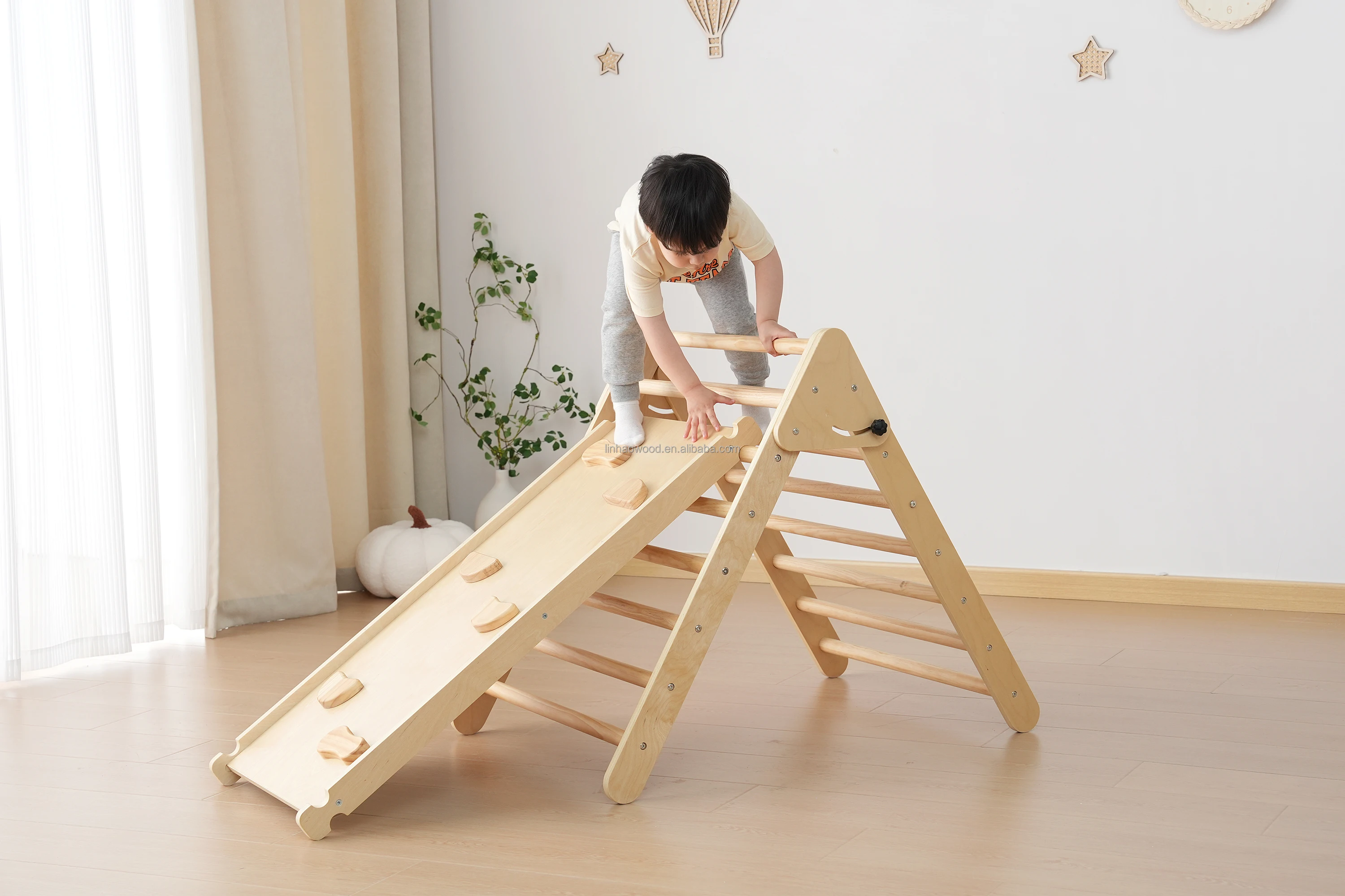 Jolly Kids Wooden Climbing Triangle for Toddlers - Montessori Play Gym ...