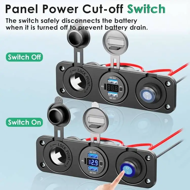 Wlt 3-port Combo Usb Car Charging Dual Qc3.0 Fast Charging With ...