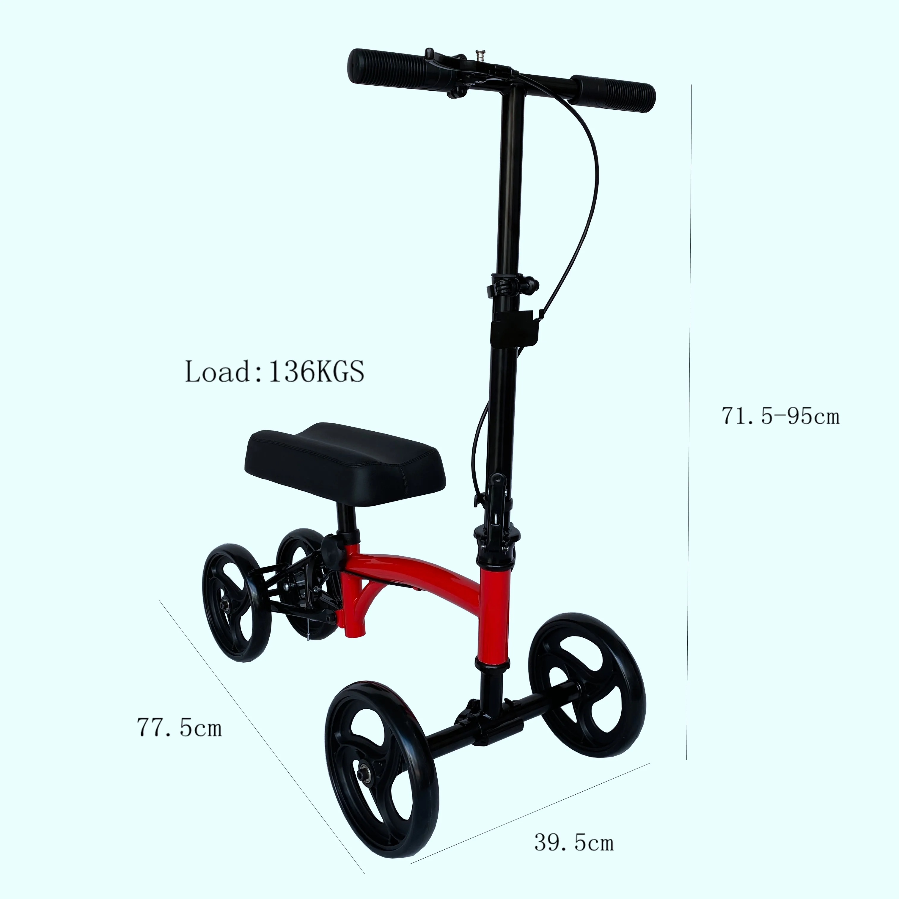 Red Rolling Medical Portable Luxury Knee Rollator Walker Scooter With ...