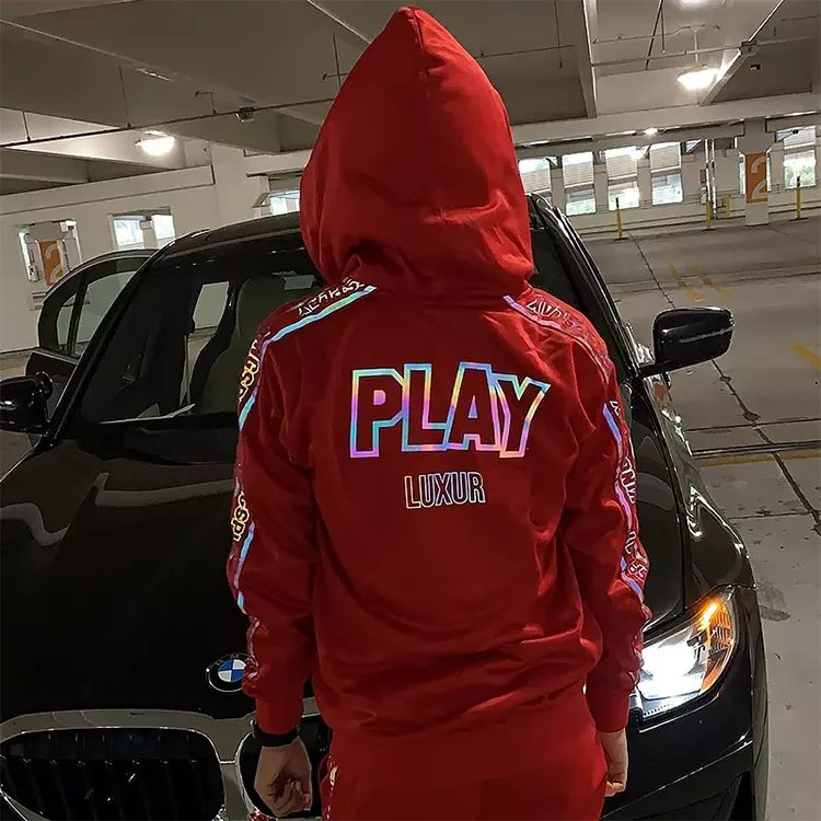 Streetwear Custom Logo Reflective Mens Windbreaker Tracksuit 3m ...