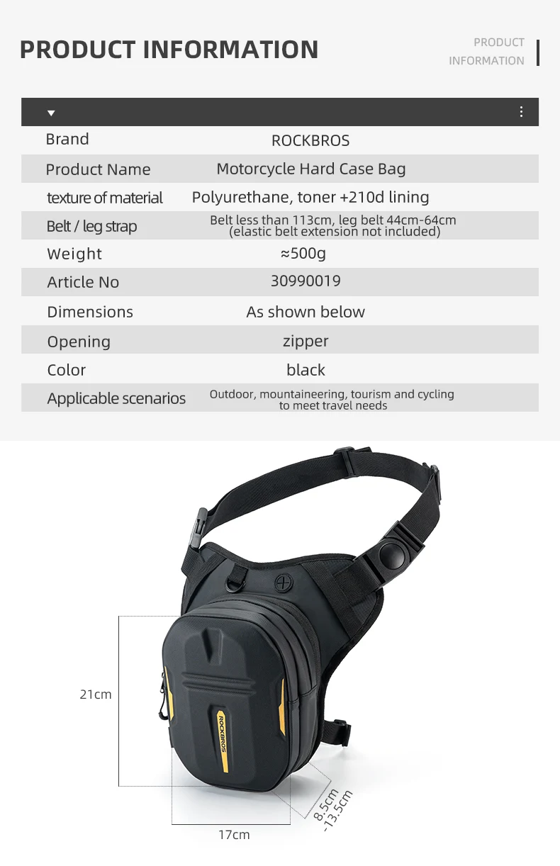 ROCKBROS Motorcycle Rider Leg Bag - Durable & Easy to Carry