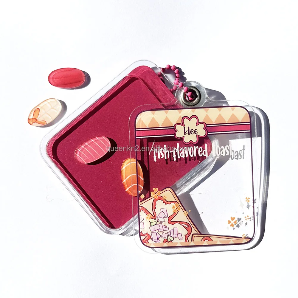 Custom Acrylic Shaker Charm Keychain With Rivet Accessory Odm