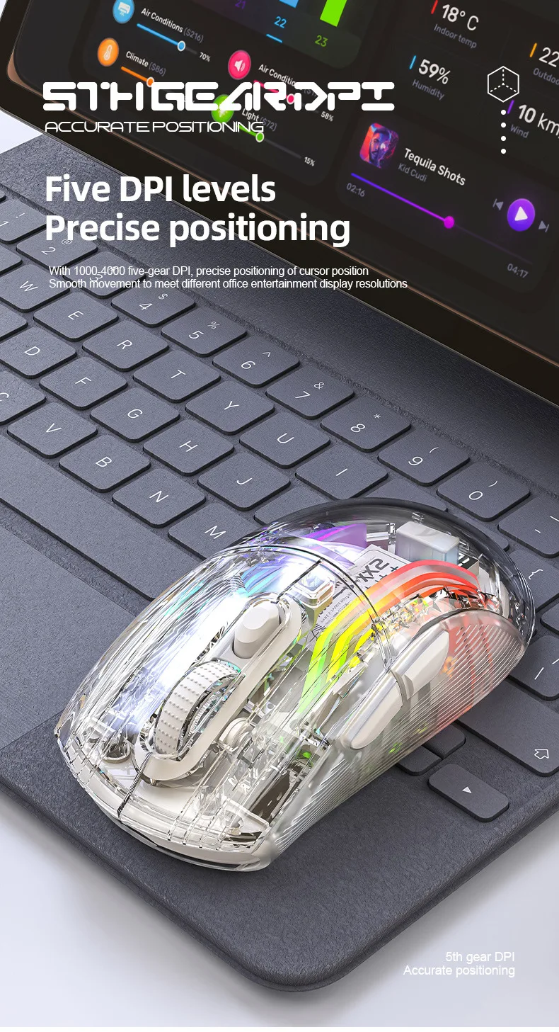 Attack Shark X2 PRO RGB Wireless Three-mode Transparent Gaming Mouse ...