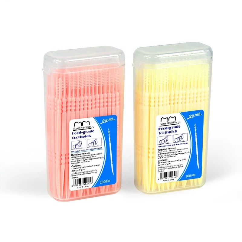 Bulk Customized 100 Picks Tooth Pick In Box Dispenser Plastic Toothpick ...