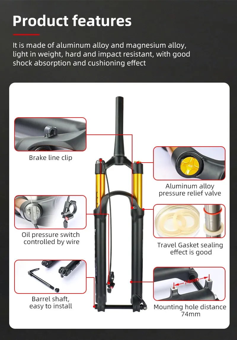 WAKE Bike Air Suspension Forks - 120mm Travel, Adjustable Rebound