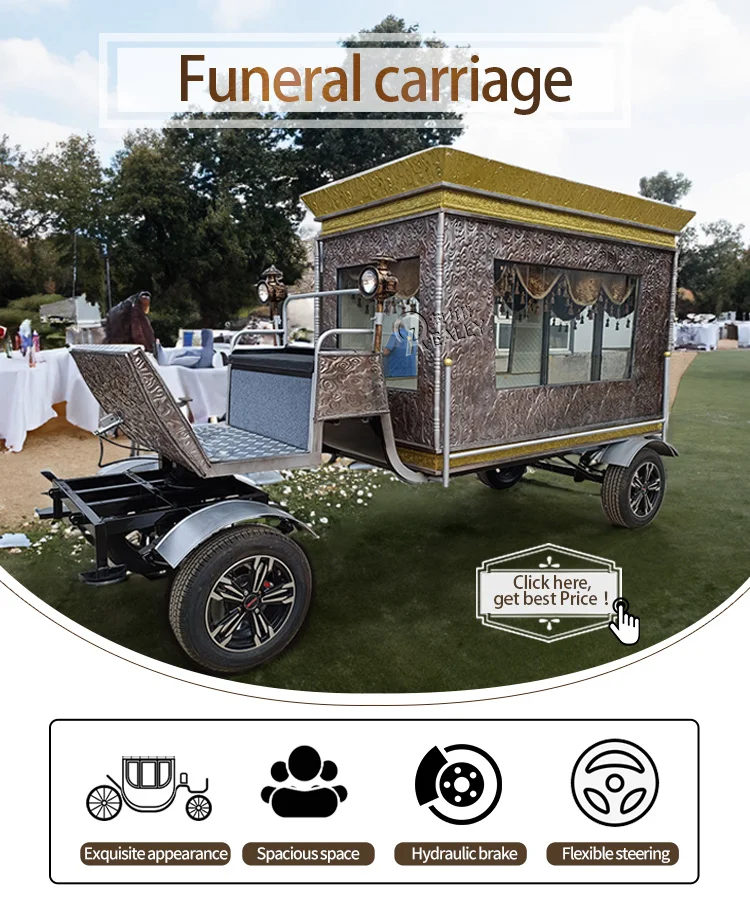 2024 Perfect Black Funeral Hearse Electric Horse Carriage Luxury ...