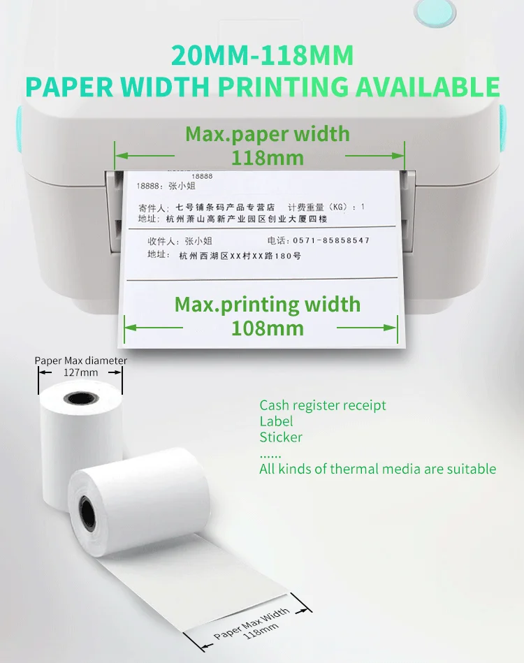 Winpal Wp300b Desktop 4 Inch Thermal Printers Barcode 4x6 Label Printer ...