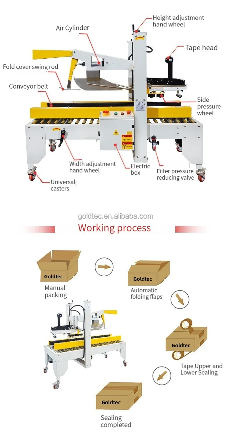 Automatic Carton Flap Folding Tape Sealing Machine - Goldtec