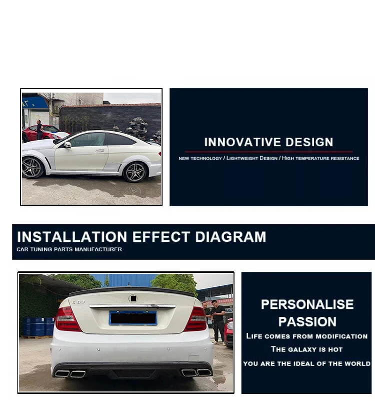 FRP Wide Body Kit for Mercedes Benz C-Class W204 Style