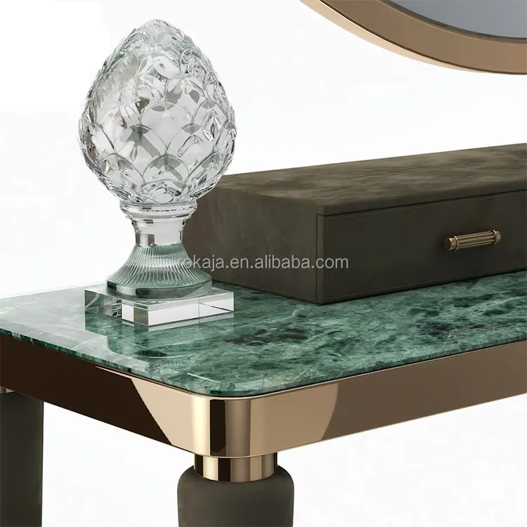 Modern Italian Gold Marble Top Console Table Luxury Jewelry Box Drawer ...