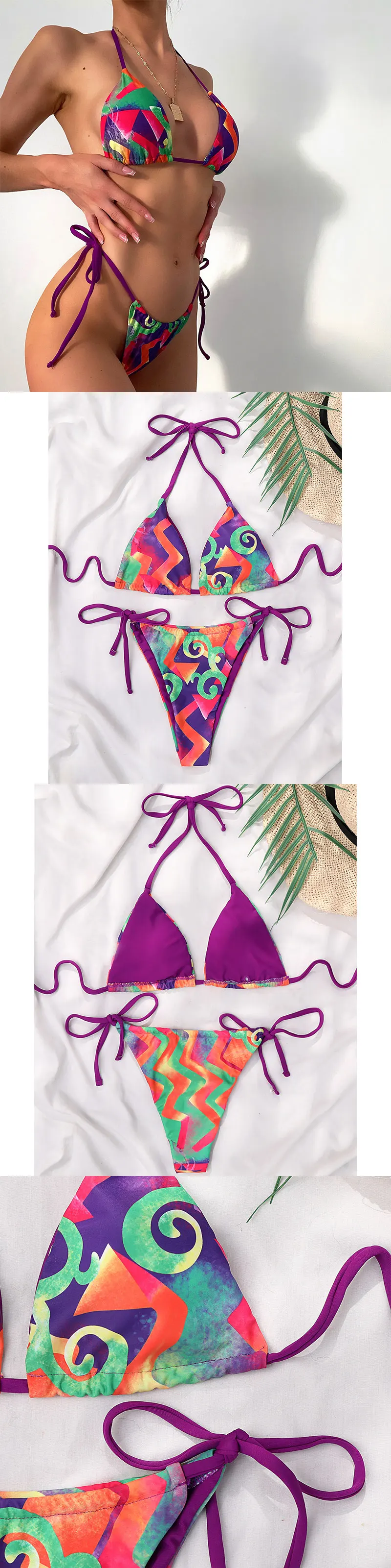 2024 Halter Bikinis Woman Sexy Thong Swimwear Brazilian String Bikinis ...