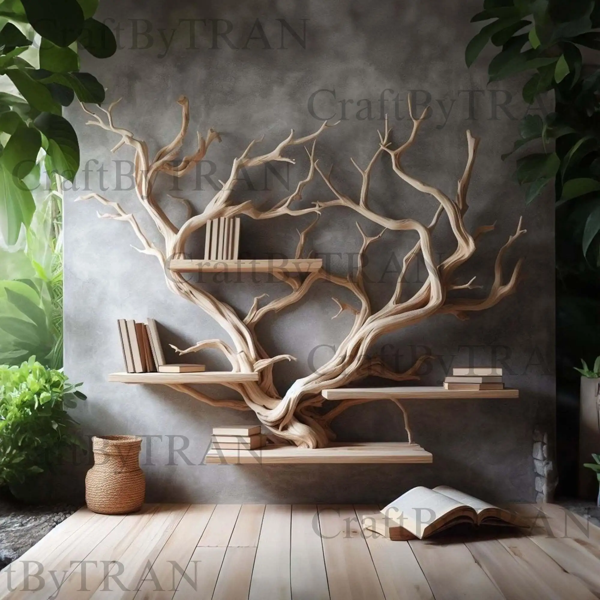 Stunning Live Edge Tree Bookshelf Slab Wood Wall Mount