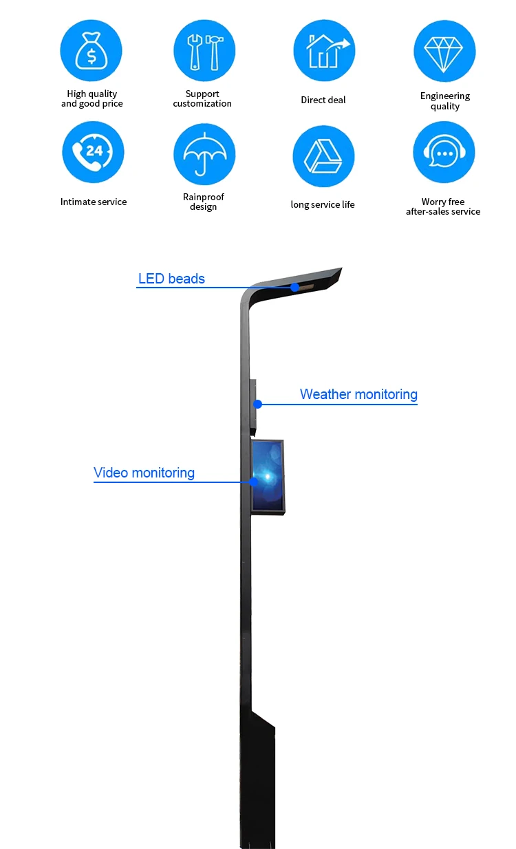 Outdoor Highway Smart Street Light Pole with Display Screen IP65 ...