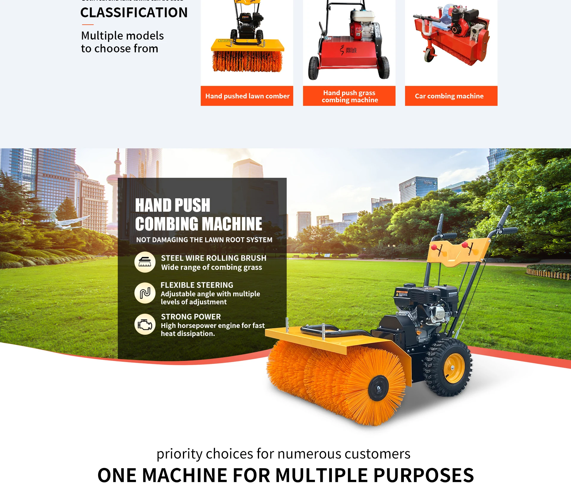 Big Hair Brush Grass Combing Machine Lawn Combing Machine ...