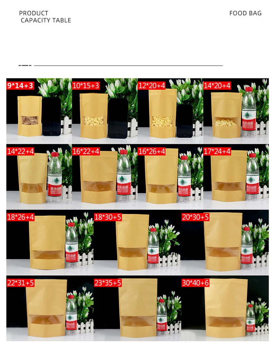 Eco-friendly 200g Kraft Standing Up Zip Lock Pouches Paper Bags With ...