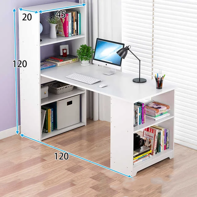 Bookcase Desk Combination Computer Bookshelf Desktop Table For Home ...