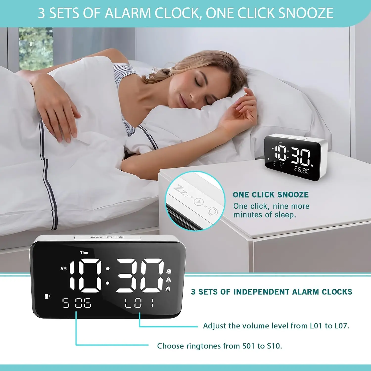 Night Light Desk Led Countdown Timer Loud Voice Alarm & Vibration ...