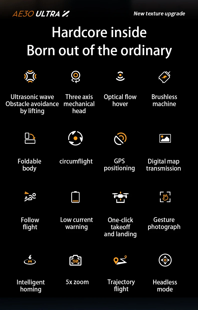 AE30 Max: drone 4K, WiFi 5G, evitación láser, 45 min, 6 km