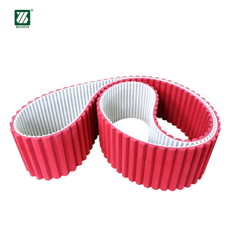 Surface Open V Groove Red Rubber Coating Polyurethane Timing Belt For ...