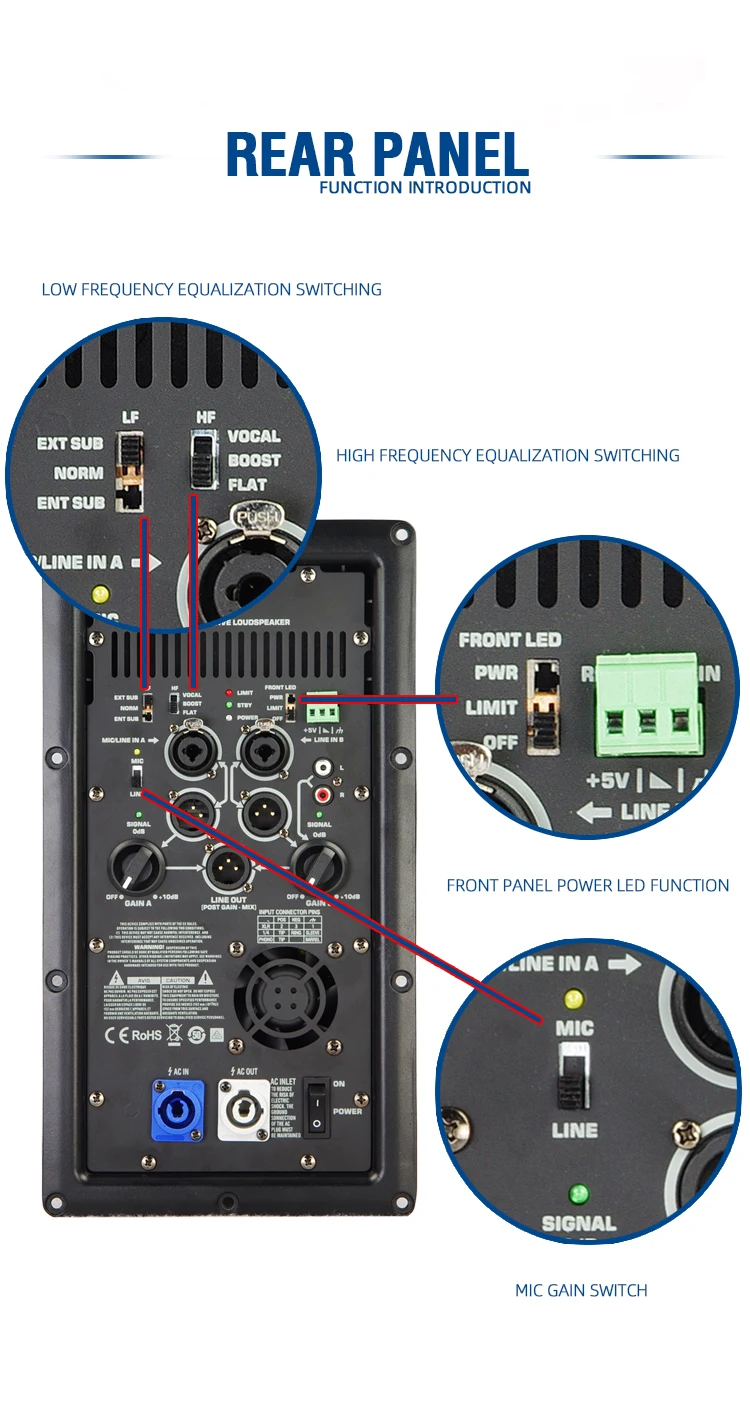 Multifunctional 500W Class D Audio Power Amplifier