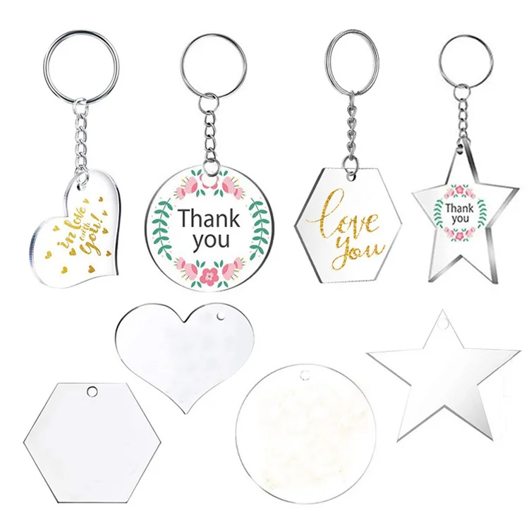 Acrylic Transparent Circle Discs Key Chains Clear Round Blanks Acrylic ...