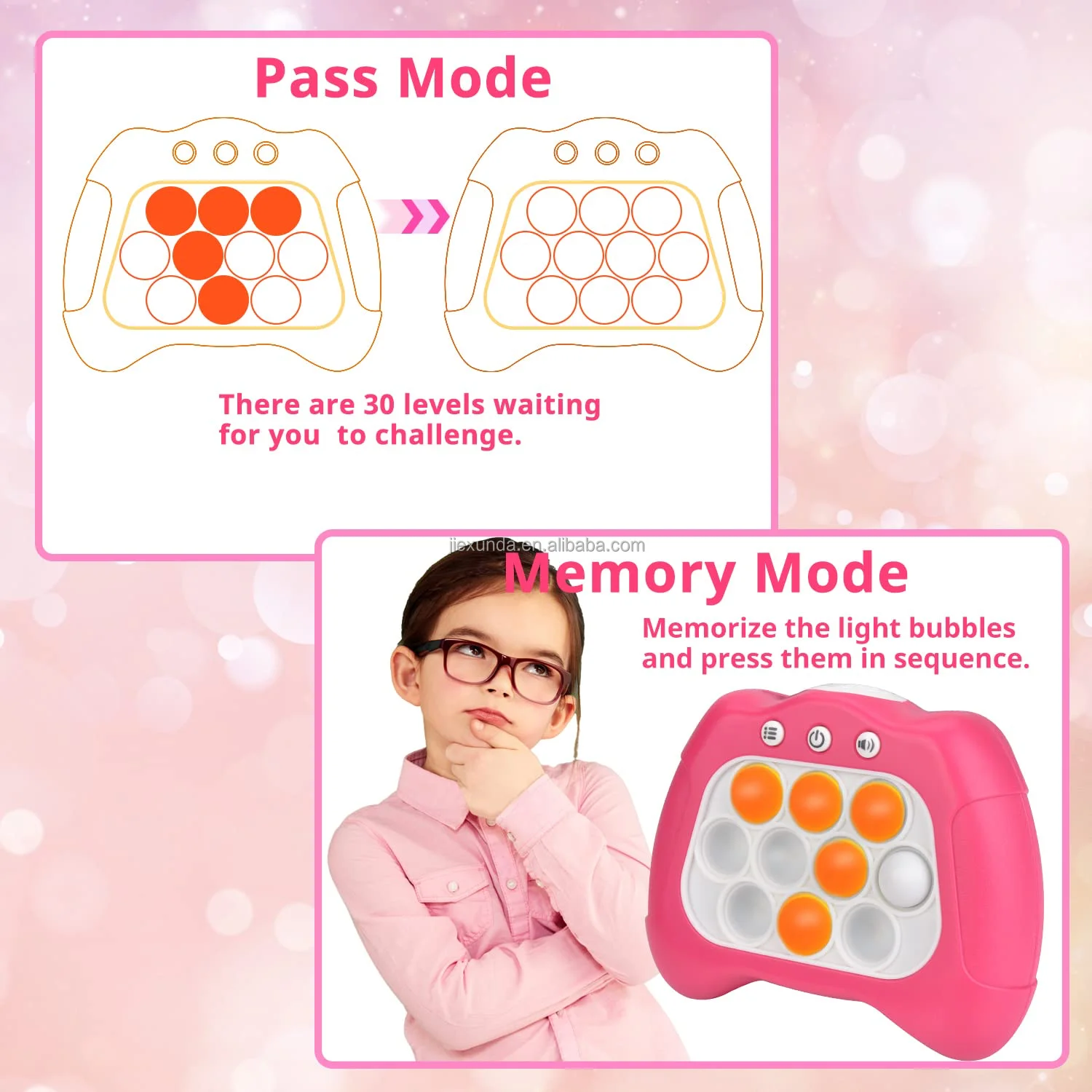 Squeeze Toys Pop Light Up Console Game Fast Push It Fidget Toy Electronic Quick Push Bubble Pop ...