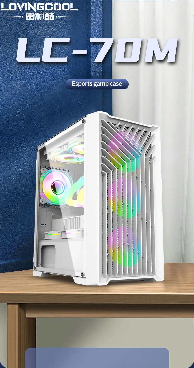 Lovingcool ATX Gaming Case with ARGB Cooling Fan - Tempered Glass Full ...
