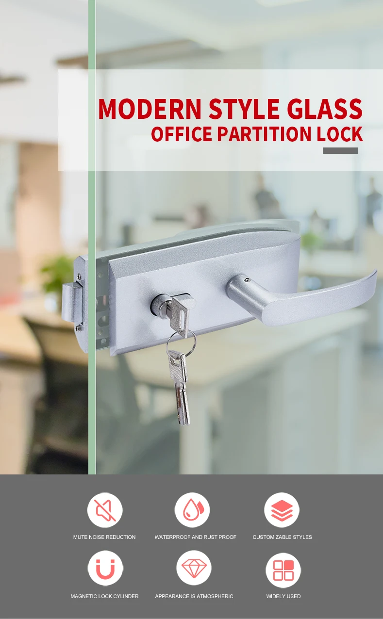 High Security Handle Lock Tempered Glass Door Lock With 3 Brass Keys ...