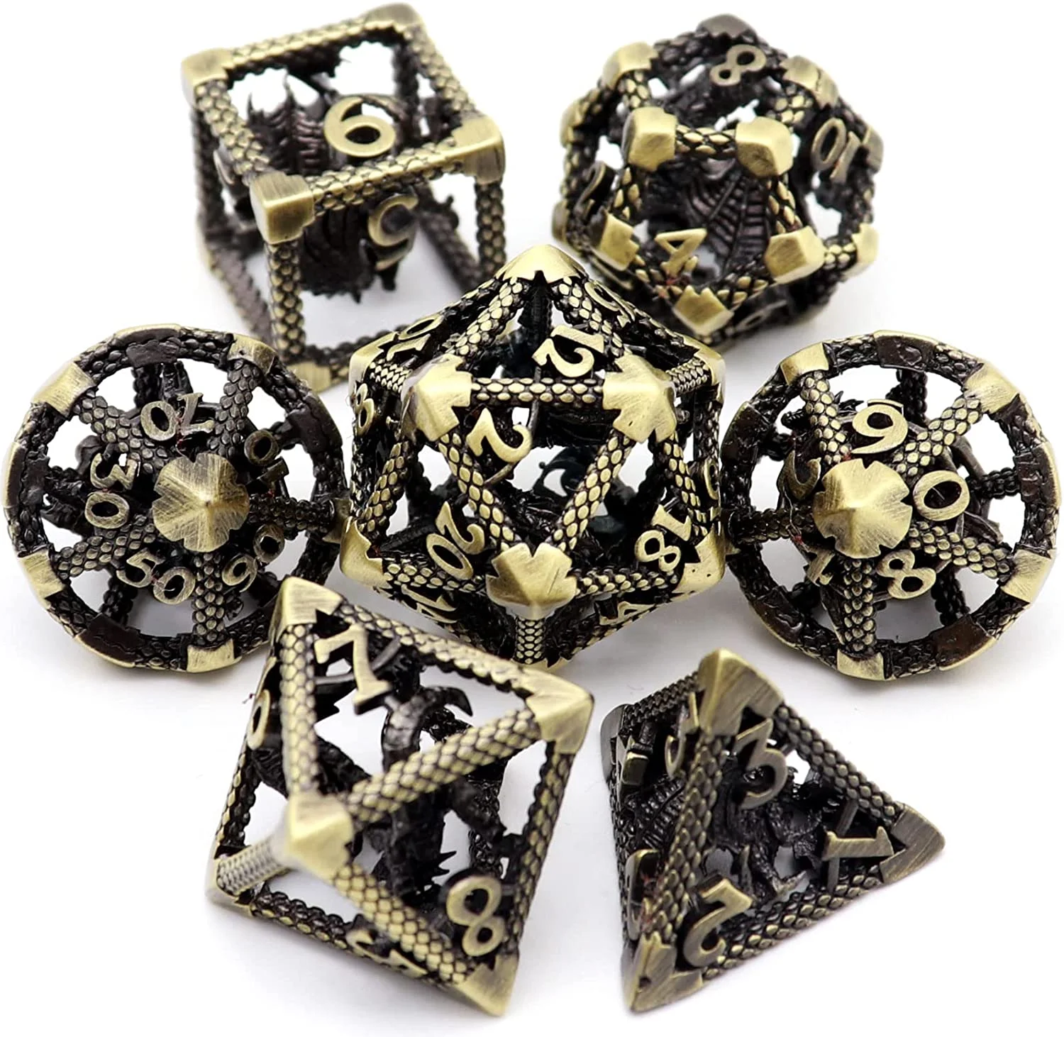 Checkerboard Game Dnd Polyhedral Hollow Gear Metal Rpg Dice Set Custom ...