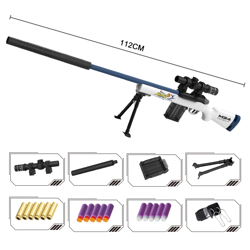 Shell Ejection Soft Bullet M24 Sniper Toy Gun Safety Soft Bullet Guns ...