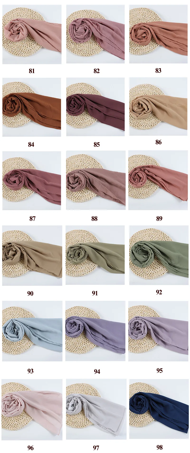 Shop 132 Colors of Malaysia Plain Georgette Chiffon Scarves