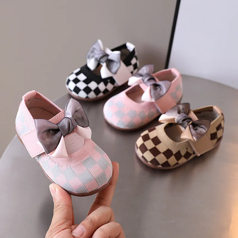 Spring And Autumn New Children Fly Woven Soft Bottom Bow Princess Shoes ...