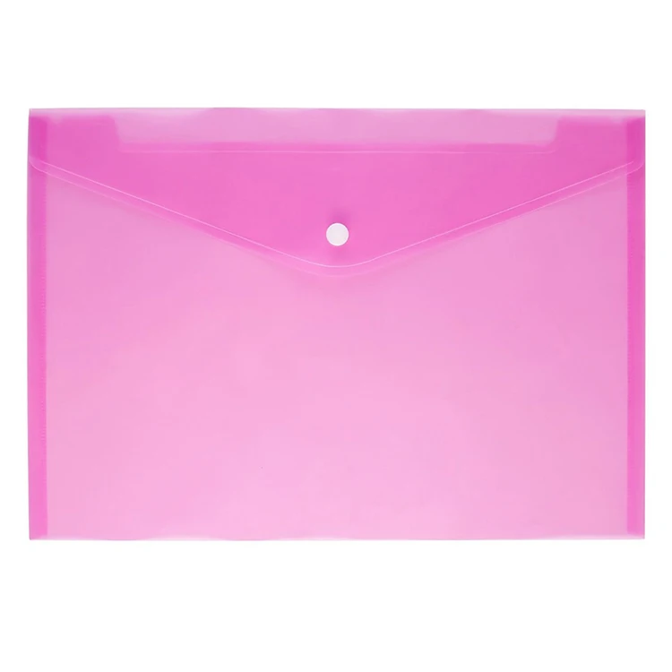 A4 Size Transparent Button File Bag with Name Pocket