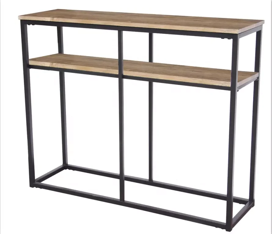 Wooden Metal Frame Corner Console Table With Shelving And Drawers - Buy ...