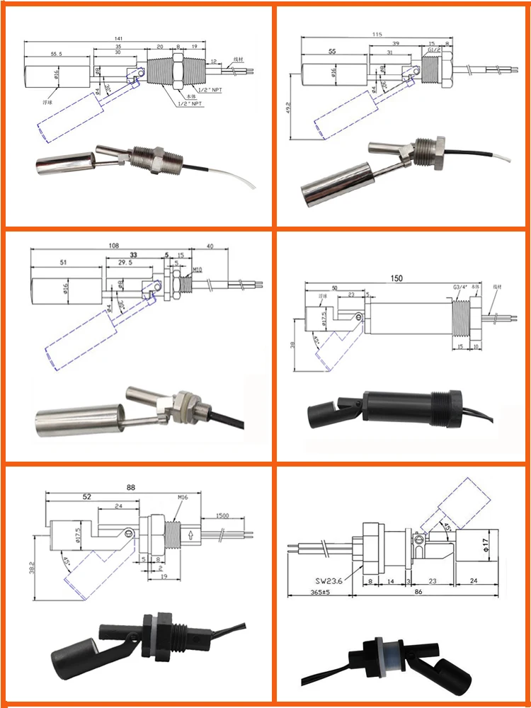 Fluid Level Float Gauge Low Level Float Switch M10 Pp Plastic Fuel Tank ...