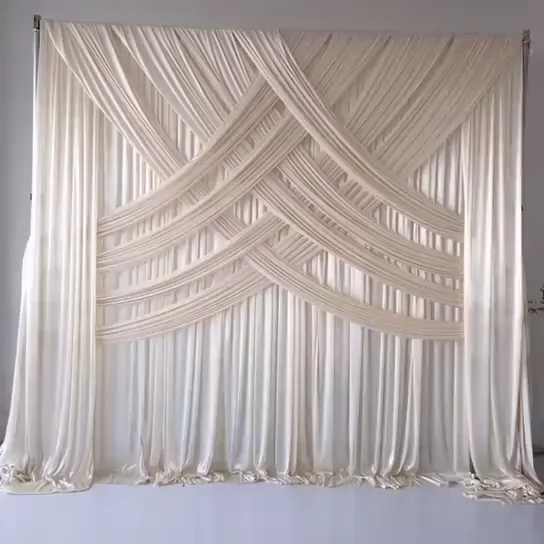Custom Luxury Wedding Backdrop Double Drape White Cloth Curtains Cross ...