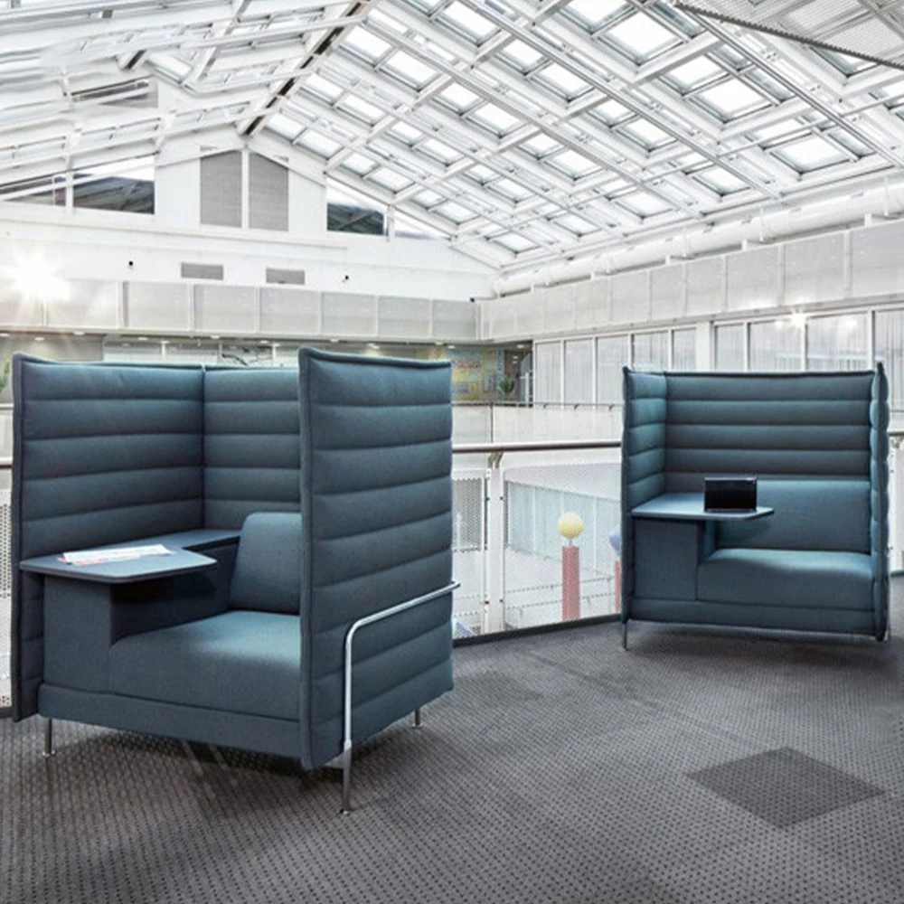 Modern indoor office meeting fabric reception sofa pod high back ...