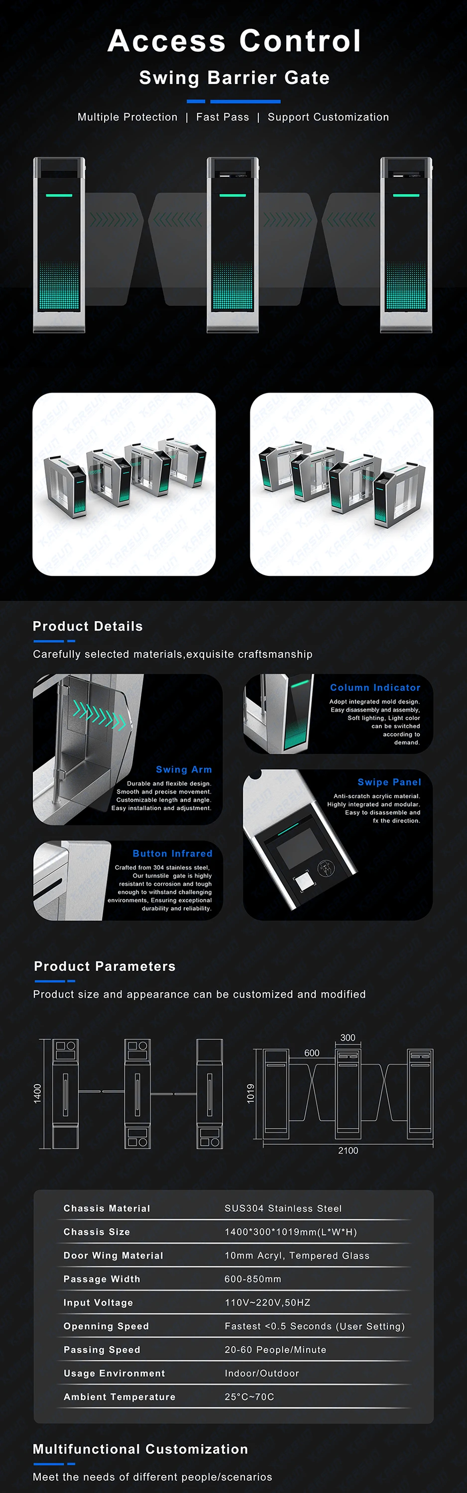 KARSUN Face Recognition Pedestrian Safety Face Card QR Code Access ...